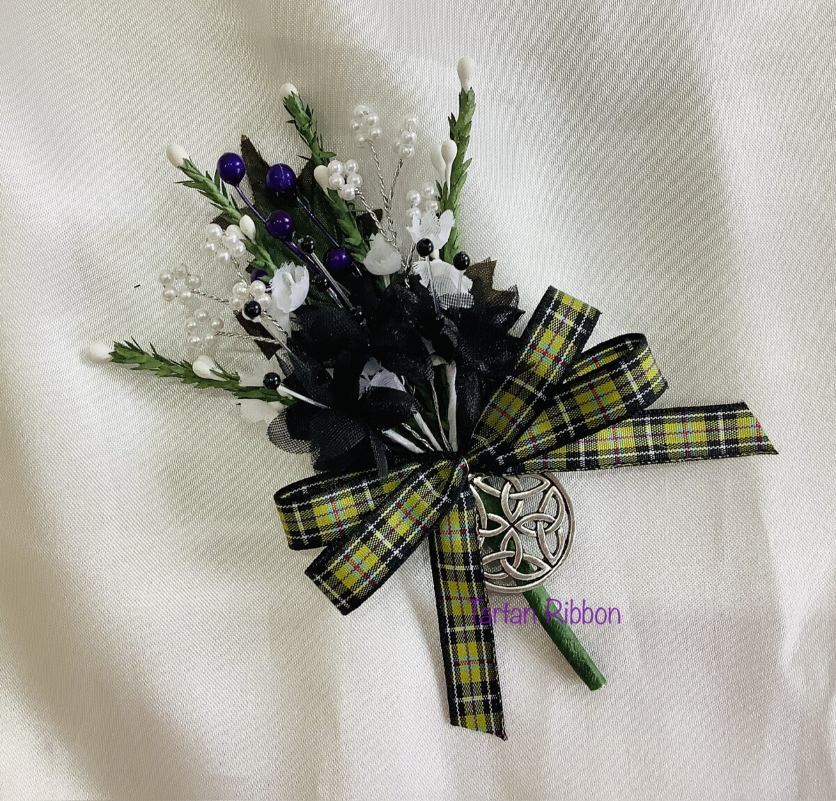 Artificial Ladies Corsage Cornish National Tartan Ribbon with Celtic ...