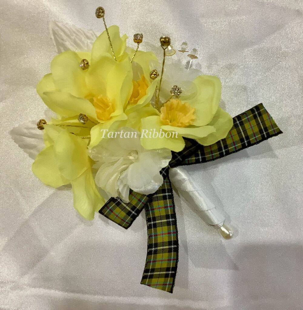Artificial Daffodil (Narcissus) Ladies Corsage Cornish National Tartan ...